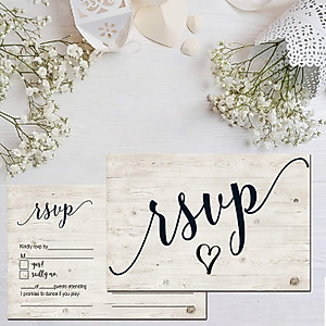 Antgiftshop 50 RSVP Postcards, RSVP Cards, Rustic Blank Response Cards for Wedding, Birthday, Bridal Shower, Baby Shower Party, 4x6 Inches