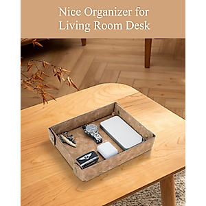 CASIRENA Father's Day Gifts Faux Leather Valet Tray Organizer for Men - Catch-All Tray for Entryway Table Key, Wallet, Watch, Coin Change, Phone, Dresser EDC Dump Jewelry, Bedside Nightstand Desk-top