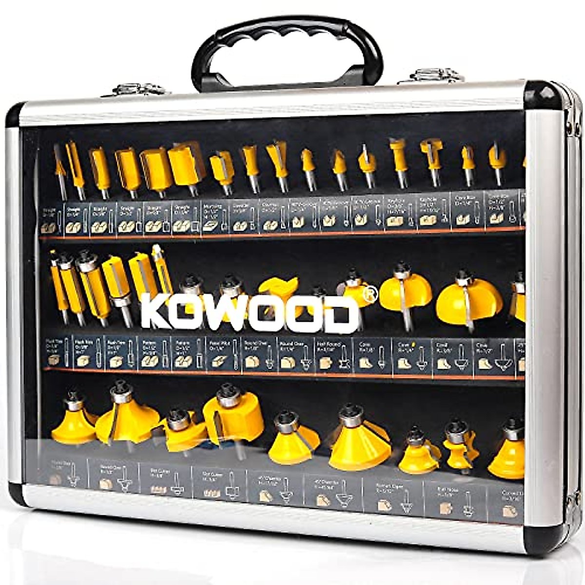 KOWOOD Router Bits Set of 40 Pieces, 1/4 Inch Shank, 40A Expert Router Bit Kit.
