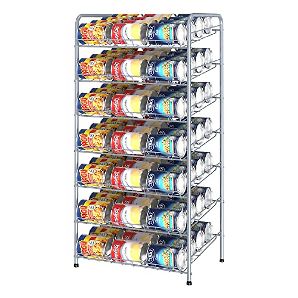 Shinoske Kitchen Storage Can Rack Organizer, 7 Tier Stackable Can Storage Dispenser, Can Storage Organizer Rack for Canned Food Kitchen Cabinet Pantry Countertop, Silver