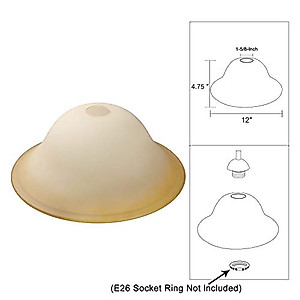 Giluta Floor Lamp Glass Shade Replacement Globe -Fitting Opening 1.625" Elegant Style Light Fixture Shade, Height: 4.75 inch, Width: 12 inch. Lipless