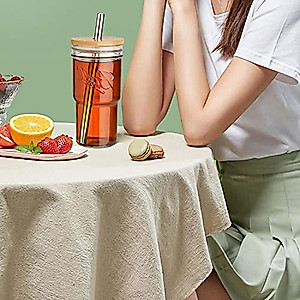 MARKKEER 2 Pack Glass Cups with Lids and Straws, 24 oz Reusable Boba Cup Iced Coffee Smoothie Tumbler Mason Jars for Bubble Tea, Beer, Juice