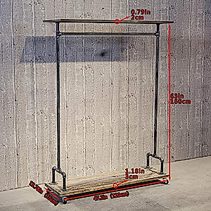 Industrial Pipe Clothing Rack on Wheels,Vintage Rolling Rack for Hanging Clothes,Retail Display Clothing Racks with Shelves,Wooden Garment Rack with Wheels,Heavy Duty Clothes Rack Cloths Coat Rack