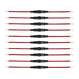 BOJACK 5x20 mm Fuse Holder Inline Screw Type with 16 AWG Red Wire + 15 Values 150 Pcs 5x20mm Fast Blow Glass Fuses 250 V 0.1 0.2 0.25 0.5 1 1.5 2 3 4 5 8 10 12 15 20 A Assortment Kit