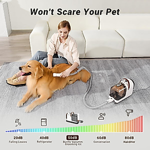 Bunfly Dog Grooming Kit & Dog Hair Vacuum, 3L Large Capacity Dust Cup,13,000KPa Powerful Suction, 99% Pet Hair Removal, 16 Grooming Tools for Dogs, Cats & More, Home Cleaning - Brown