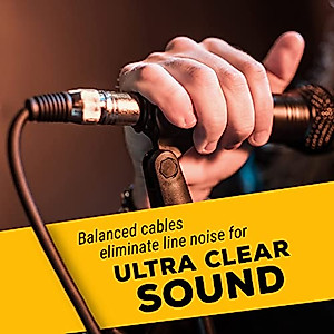 GLS Audio 50ft Mic Cable Patch Cords - XLR Male to XLR Female Black Microphone Cables - 50' Balanced Mike Snake Cord - SINGLE