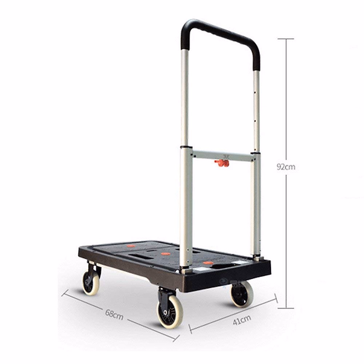 JF-XUAN Cart Hand Truck Thick Folding Flatbed Truck Purchase Trolley Silent Small Trailer Warehouse Distribution Load 150Kg Push Truck