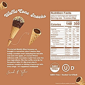 Muddy Bites Waffle Cone Snacks Chocolate Filled Bite Sized Cones (Pack of 5)
