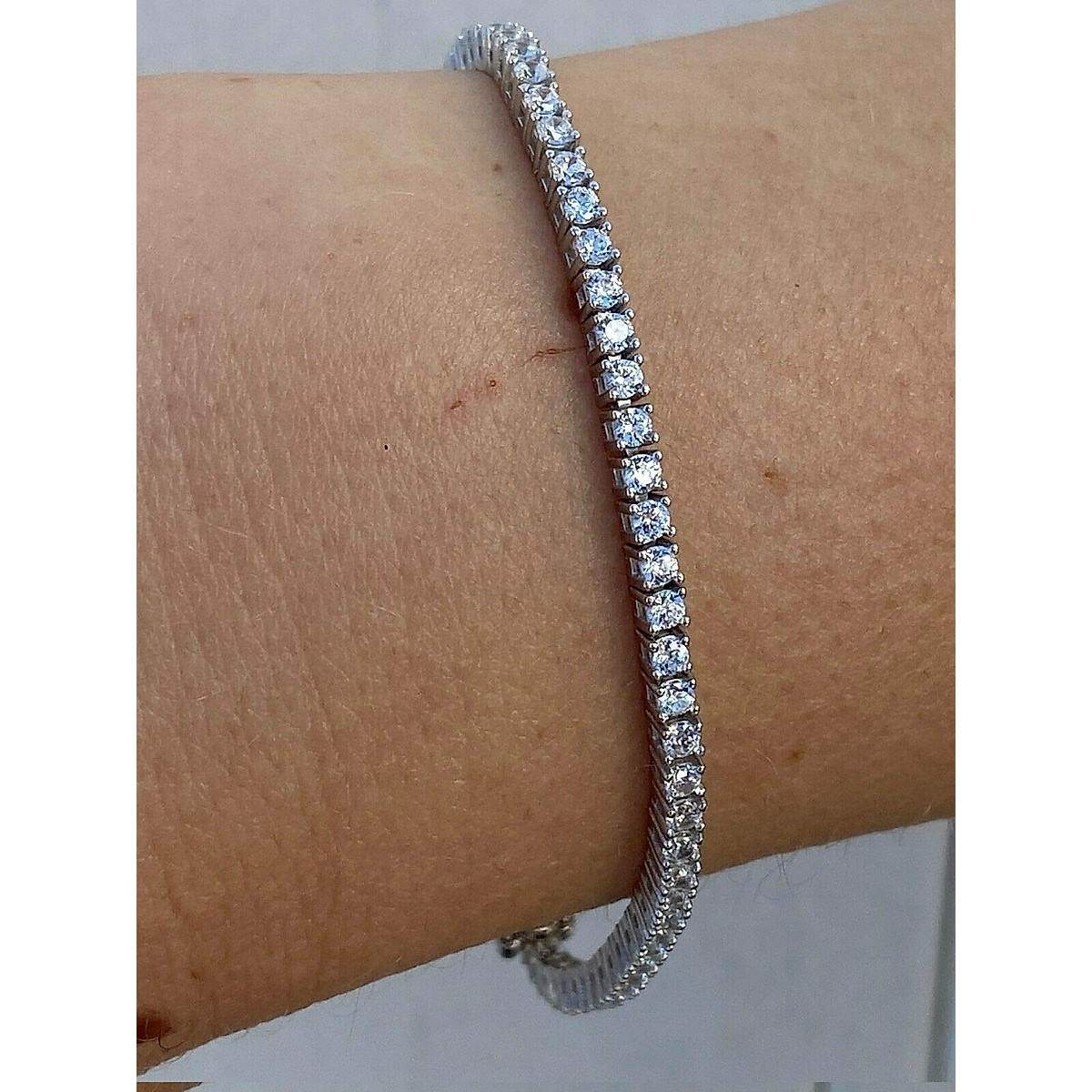 HarlemBling Real Solid 925 Sterling Silver 2mm CZ Tennis Bracelet - 6-8.5" Iced Diamond One Row Bracelet - Thin & Great For Classy Everyday Look (7)