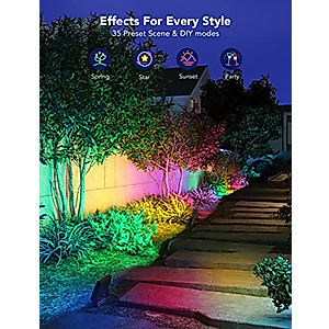 Govee Outdoor Lights, Flood Lights Uplight 2 in 1, LED Landscape Lighting, Low Voltage Landscape Lights, IP65 Pathway Lights with App Control, 35 Scene Modes, Patio Lights, Garden Yards, Wired 2 Pack