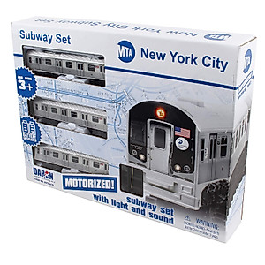 New York MTA New York City 3 Pc. Battery Operated Train Set with Track ,39" X 25",Silver