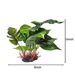 MRTIOO Reptile Artificial Plants, Terrarium Plants Decorations Supplies, Rainforest Ground Plant, Amphibian Habitat Hideout Tank Accessories (L)