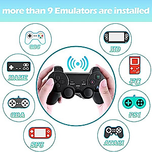 Wireless Retro Game Console,Plug and Play Video Game Stick Built in 10000+ Games,9 Classic Emulators, with Dual 2.4G Wireless Controllers,Birthday Gifts Choice for Children/Adults(64G)