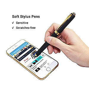 Pen with Stylus Tip, P-223B, Gel Pens Fine Point [0.5mm] Black Ink, Roller Ballpoint Pens Matt Design, Stationery Pens for School Office Supplies
