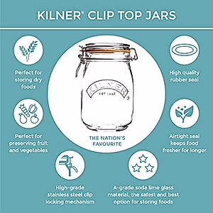 Kilner Stackable Storage Jar Set, 17.5 x 17.5 x 32 cm