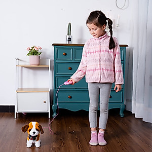 Remote Control Electronic Plush Puppy Toy Pet for Girls Kids Interactive Toys, Walks, Barks, Shake Tail, Pretend Dress Up Realistic Stuffed Animal Dog for 3 4 5+ Years Old Best Gift(Teddy)