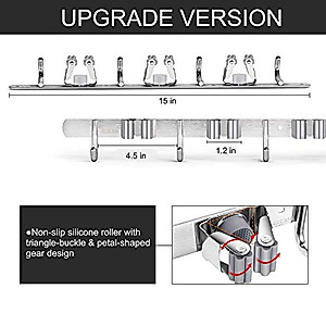 AOBIS 2 PCS Mop Broom Holder Wall Mount, Broom Mop Closet Metal Hook, Heavy Duty Stainless Steel Broom Mop Rack Broom Organizer for Kitchen Garden Garage Closet Office Utility Tools Organization