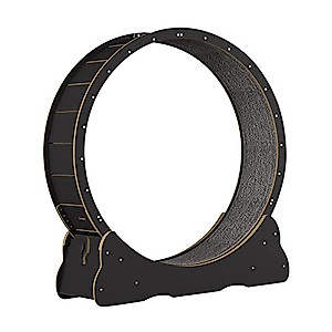 Pet Cat Running Wheel Treadmill Sport Climbing Frame Mute with Carpeted Runway Indoor Toys Exercise Wheel for Fitness Workout, Black, L