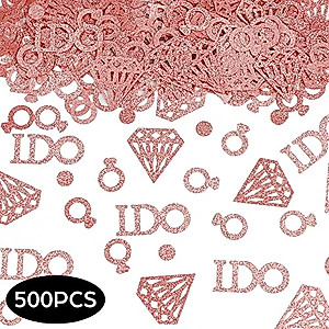 Bridal Shower Decorations, 500pcs Rose Gold Wedding Table Confetti Bachelorette Engagement Party Decorations Rose Gold Paper Confetti for Wedding Bachelorette Party Favors (Rose Gold)
