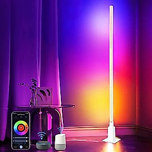 Depuley Smart RGB Floor Lamp, WiFi Color Changing Corner Lamp Compatible with Alexa Mood Light, APP Control with Music Sync Timer Modern Corner LED Light, Ambient Standing White Lamp for Living Room