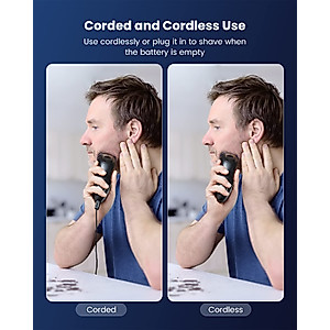 GLAKER Electric Razors for Men, Mens Electric Shaver Razor with Extra Shaver Head Cordless Waterproof Rechargeable, Electric Rotary Shaver with Pop-up Trimmer, LCD Display for Father's Gift