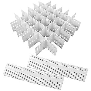 Cabilock Plastic Drawers 12pcs Adjustable Grid Drawer Dividers DIY Dresser Drawer Separators Organizers Container for Underwear Socks Belt Office Supplies Plastic Storage Drawers