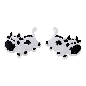 Baosity 2 Pieces Tennis Racquet Shock Absorber Vibration Dampeners - Various Animal Shape - White Cow
