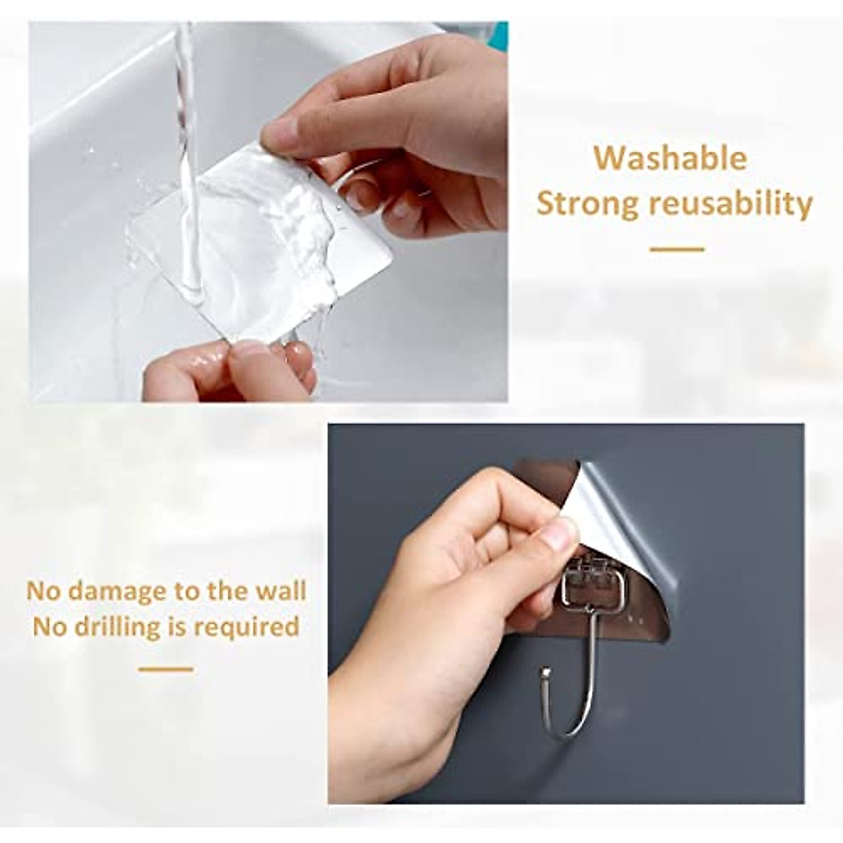 Alayaglory Large Adhesive Hooks 22Ib(Max),Waterproof and Rustproof Wall Hooks for Hanging Heavy Duty,Stainless Steel Towel and Coats Hooks to use Inside Kitchen Bathroom Home Office 8 Pack