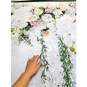 8x6ft Bridal Shower Large Wedding Floral Wall Backdrop PC Print White and Green Wisteria Rose Flowers Dessert Table Photo Booth for Photography XT-6749