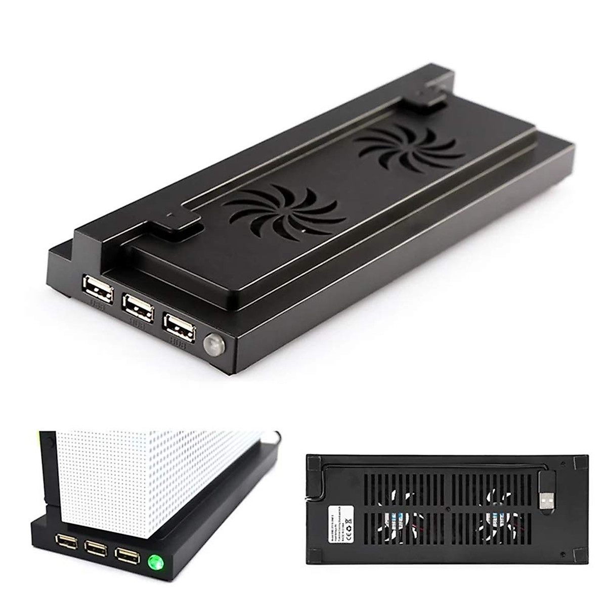 Vertical Cooling Stand for Xbox One S, Kailisen Xbox One S Stand with Cooling Fan and 3 USB Ports, Dual Cooling Fan Cooler Stand for Xbox One S Console