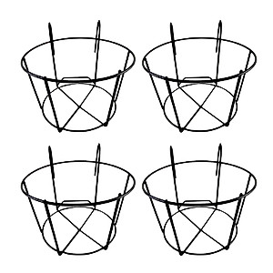 DoubleWood 4 Pack Hanging Railing Planters Flower Pot Holders Plant Iron Racks Fence Metal Potted Stand Mounted Balcony Round Plant Baskets Shelf Container Box for Indoor and Outdoor (4, 6 Inch)