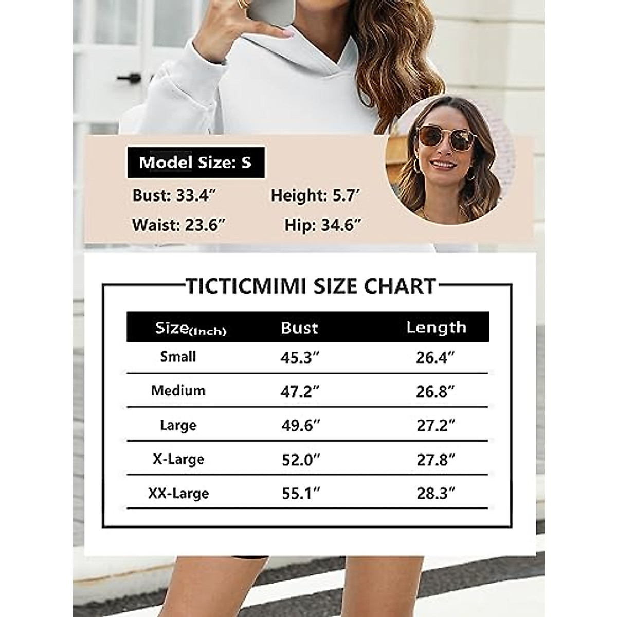 TICTICMIMI Women's Casual Oversized Hoodies Sweatshirts Fleece Long Sleeve Tops Cute Loose Y2K Pullover with Pocket Grey