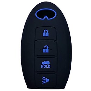 RUNZUIE Silicone Keyless Entry Remote Key Fob Cover Compatible Fit for Infiniti EX35 FX50 G35 G37 M45 QX56 FX50 M35 M56 QX60 QX80 JX35 4 Buttons