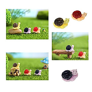 RLECS 12pcs Mini Snail Figurines Fairy Garden Snail Miniature Figurines Moss Landscape DIY Resin Craft Ornament Snail 3 Colors 4 Each