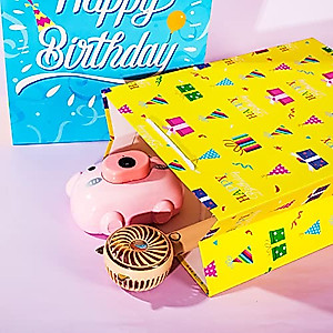 Birthday Gift Bag with Handle and Tissue Paper, 12 Pcs Gift Bags Assorted Sizes and Designs, Large, Medium, Small Size Birthday Gift Bag for Boys, Girls, Women and Men’ Birthdays Party ( Sizes 15.5”, 13”, 9” )