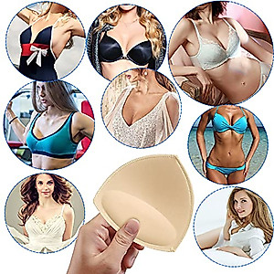 FANMAOUS 5 pairs Women's Triangle Bra Pads Inserts Removable Push Up Sports Bra Cups Replacements For Bikini Top Swimsuit (5 pairs beige C/D)