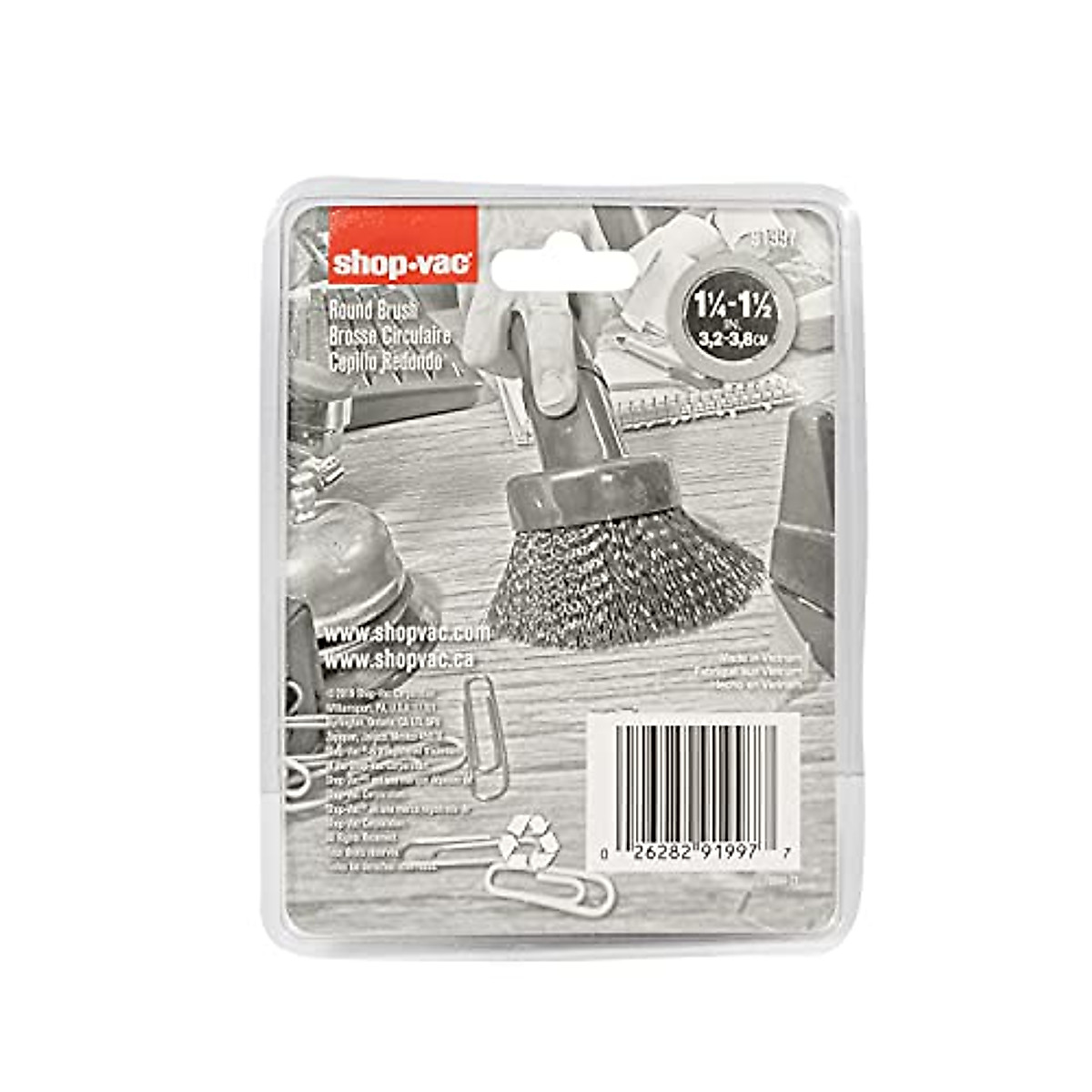 Shop-Vac 9199700 Round Brush Nozzle w/Adaptor, Plastic Construction, Black in Color, Fits 1-1/4 Inch and 1-1/2 inch Diameters, (1-Set)