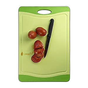 Raj Plastic Cutting Board Reversible Cutting board, Dishwasher Safe, Chopping Boards, Juice Groove, Large Handle, Non-Slip, BPA Free (Small (11.42" x 7.87"), Lime Green)