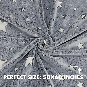 Glow in The Dark Blanket, Star Theme, for Toddlers and Boys & Girls Aged 3-15, Perfect for Home, Car, Outdoors, Winter, Thanksgiving, Christmas, Birthday, Presents, Gifts, Holidays