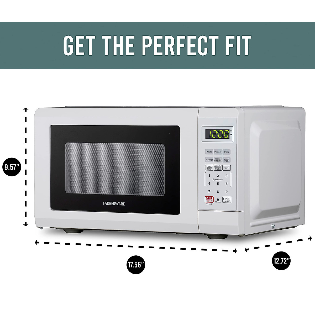 Farberware Countertop Microwave 700 Watts, 0.7 cu ft - Microwave Oven With LED Lighting and Child Lock - Perfect for Apartments and Dorms - Easy Clean Grey Interior, White