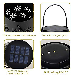 T-SUN Solar Lantern Waterproof Warmwhite, 2 Pack Solar Outdoor Decorations Lights Hanging Outdoor Garden Light Lantern for Garden Yard Patio Backyard Deck Courtyard Lawn