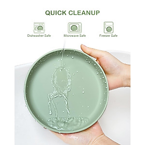 BRVTOT Classic Toddler Plate with Suction 3 PCS, Baby Suction Plates Set BPA Free Food Grade Silicone Plates for Baby Toddler Kids, Spill Proof Dinner Dishes Dishwasher Safe