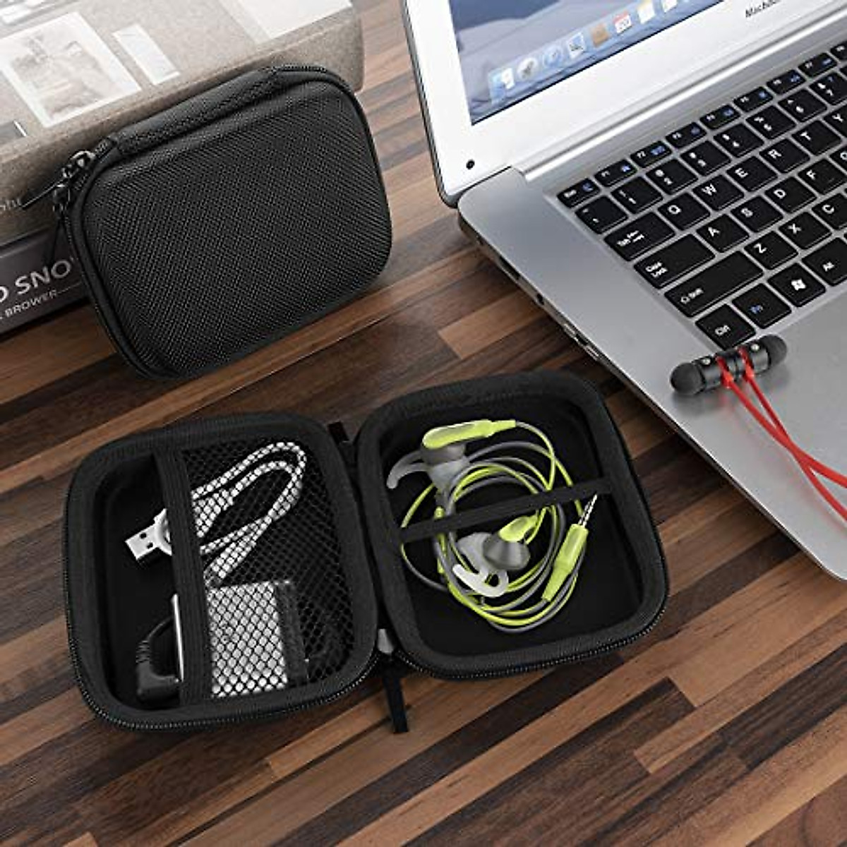Geekria Shield Case Compatible with Bose, HiFiman, Phaiser, Shure Headset, Replacement Protective Hard Shell Travel Carrying Bag with Cable Storage (Black)