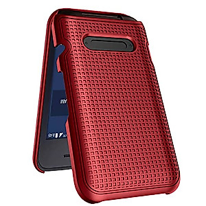 Case for Consumer Cellular Verve Snap Flip Phone, Nakedcellphone Slim Hard Shell Protector Cover with Grid Texture for for Z2336CC - Red