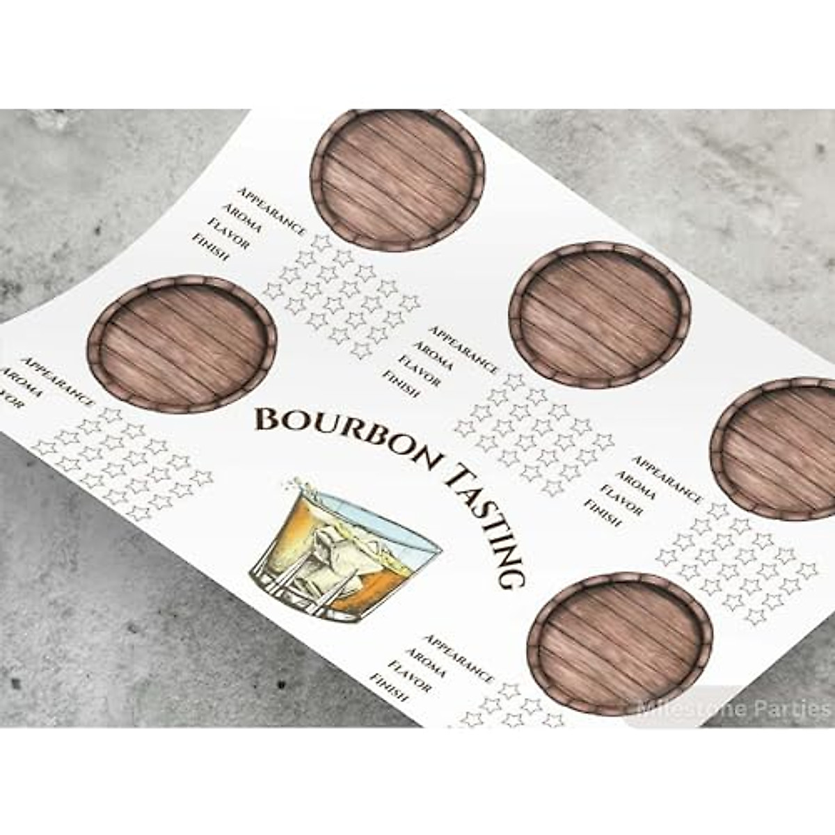 Bourbon flight tasting mat and guide sheet. Bourbon tasting guide for bourbon party. Bourbon placemats, Bourbon lover. Bachelor party games for bourbon party