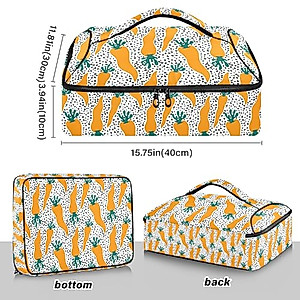 Kcldeci Insulated Thermal Food Carrier Insulated Casserole Carrier for Hot or Cold Food,Summer Vegetable Cartoon Carrot Insulated Tote Bag for Potluck Cookouts Parties Picnic,Lasagna Lugger
