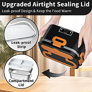 IFENROL Electric Heated Lunch Box for Adults, 100W 3-IN-1 1.8L Heated Lunch Box for Men Portable with Double Layer 2 Container, Fast Heating Food Warmer,12V/24V/110V for Car Truck Office Home Travel