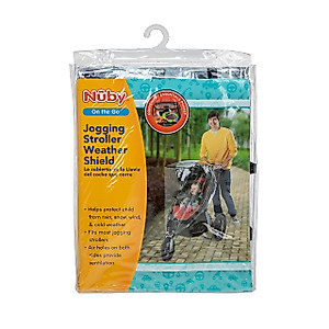Nuby Rain Weather Shield for Jogging Stroller, Clear Stroller Cover with Storage Pocket, Only Fits Most Jogging Strollers
