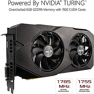 ASUS GeForce RTX 2060 Overclocked 6G GDDR6 Dual-Fan EVO Edition VR Ready HDMI DisplayPort DVI Graphics Card (DUAL-RTX2060-O6G-EVO)