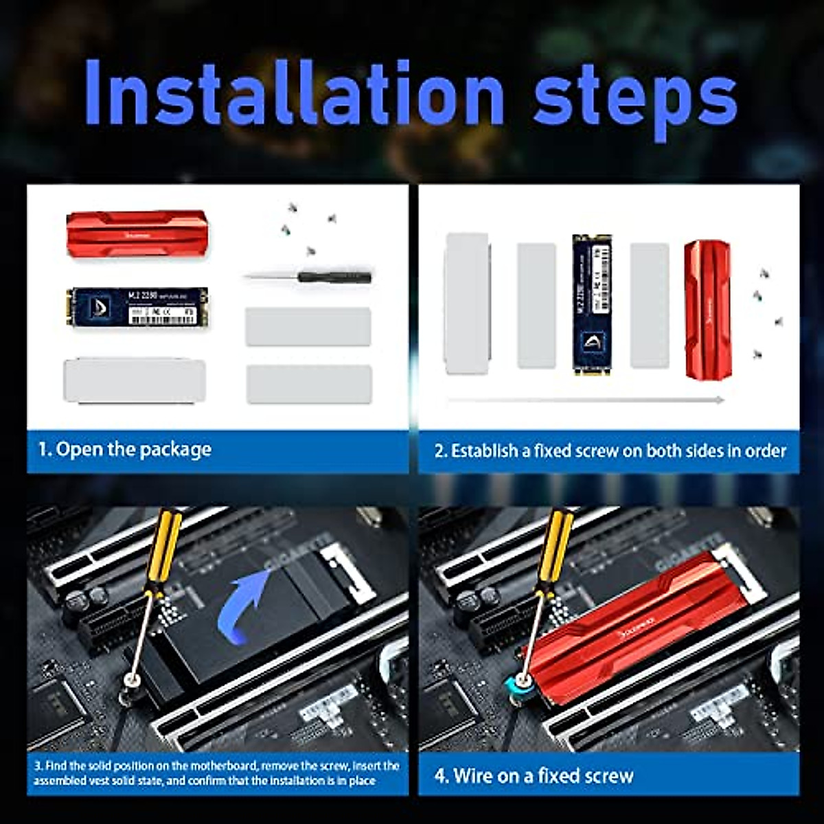 DUOMEIQI 1TB PCIe3.0 M.2 2280 Internal SSD High Performance Solid State Drive up to 520MB/s for Desktop Laptop Computer(1TB NVME + Red Aluminum Heatsink)